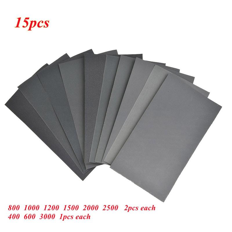15pcs Grit Sandpaper Set Wet And Dry 400 600 3000 800 1000 1200 ...