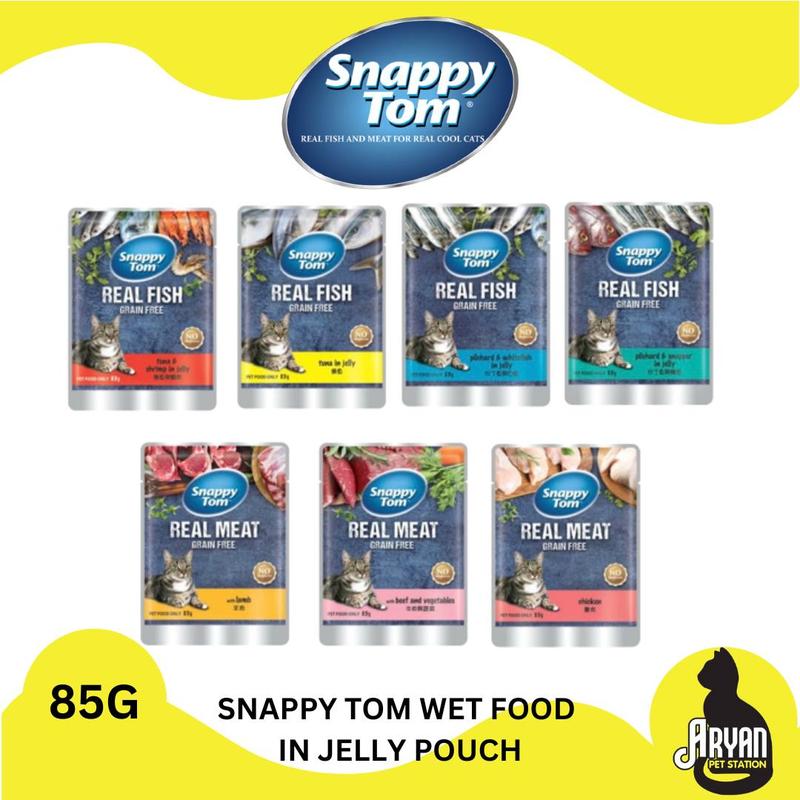 (85g) Snappy Tom Wet Food In Jelly Pouch Cat Food Real Meat Grain ...