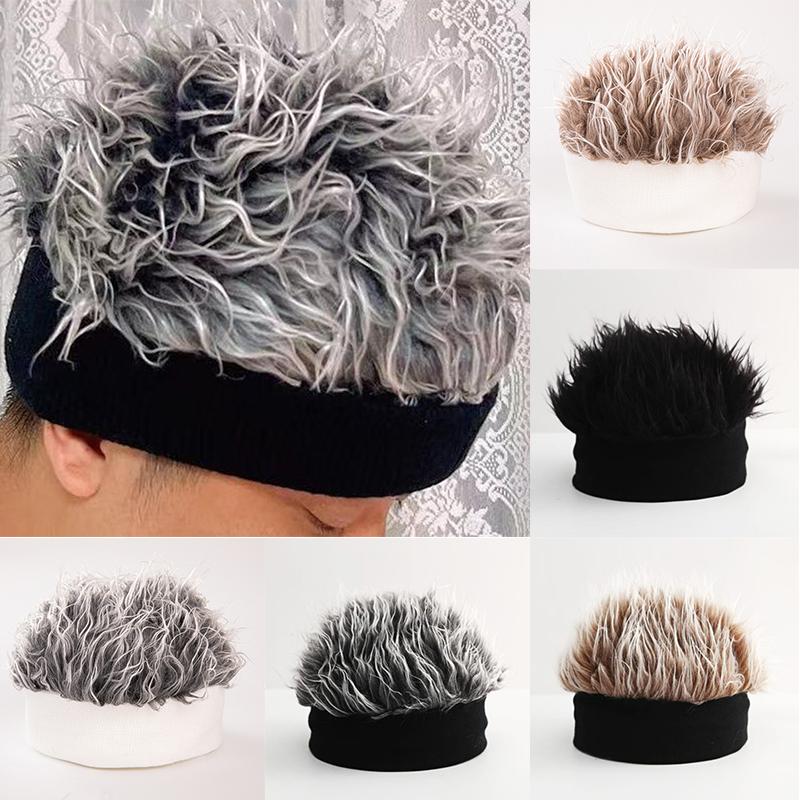 Topi Rambut Palsu Kreatif, Topi Rambut Pendek Lucu, Untuk Wanita dan ...