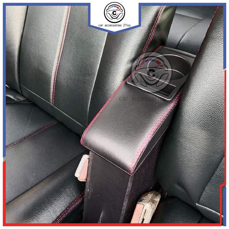 PRDA Arm Rest Box Storage With Drink Holder PVC Red Line Alza/Aruz/Axia ...