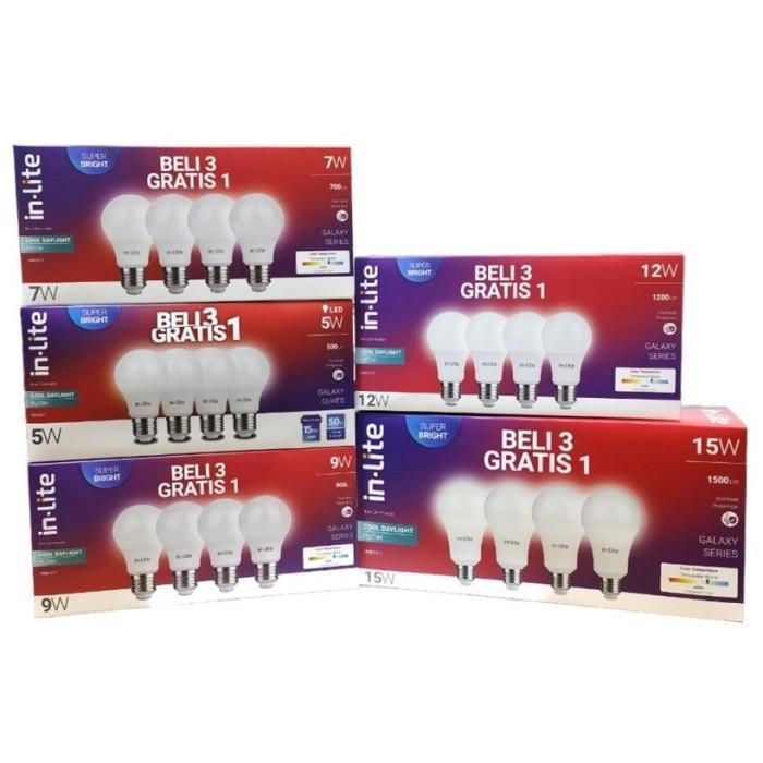 Jual Bolam Led paket In-Lite 5W / 7W / 9W / 12w / 15W / 18W Multipack ...