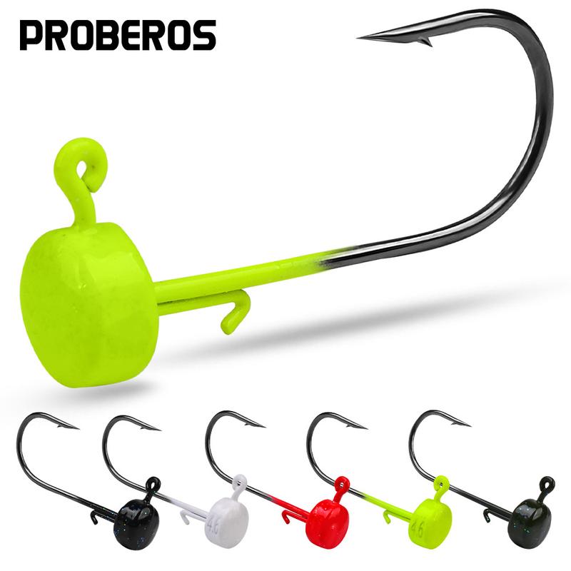 PROBEROS Jigging Hooks Mushroom Shape Steel Wire Soft Worm Lure ...