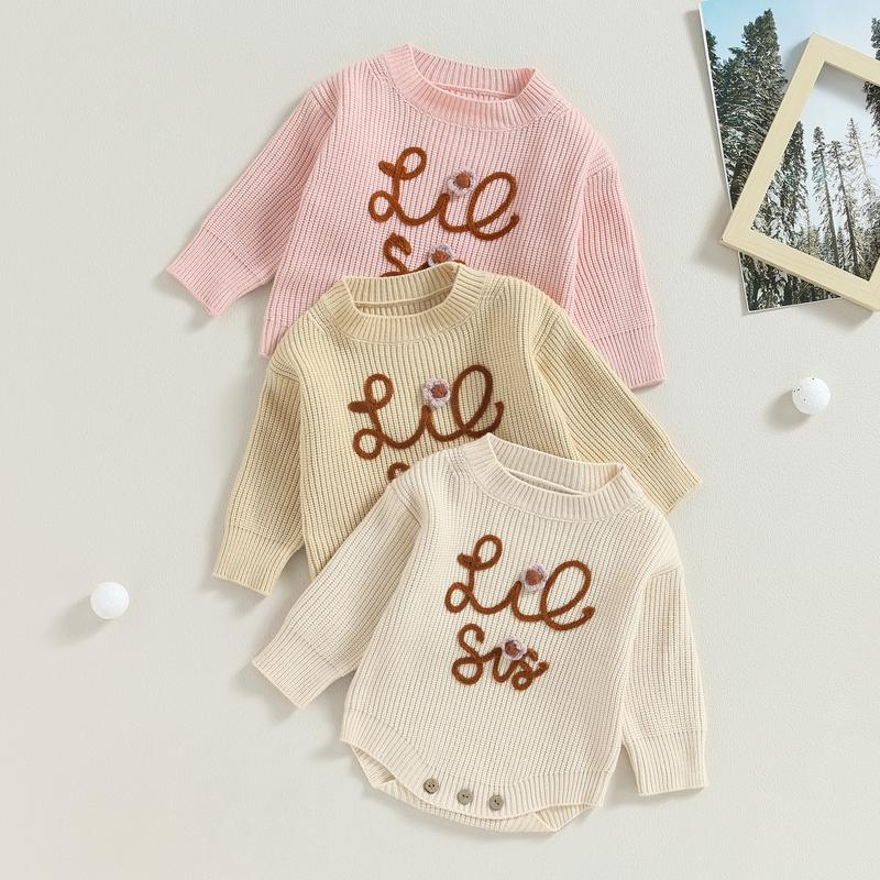 Baby Girl Fall Romper Long Sleeve Letter Embroidery Round Neck - TikTok ...