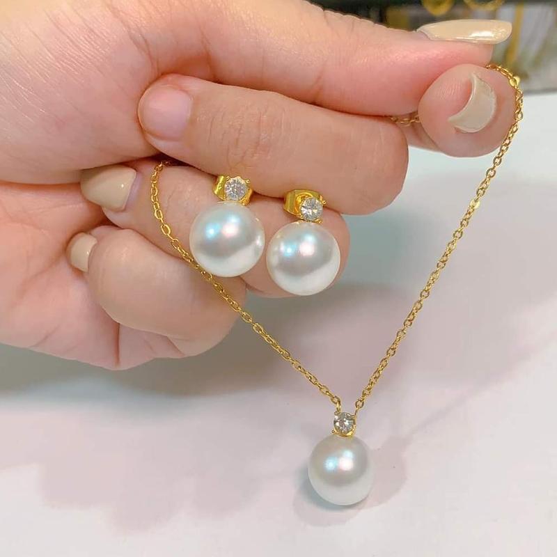 ComBo bi trắng dây chuyền bông tai BT126 VC449 - TikTok Shop Vietnam