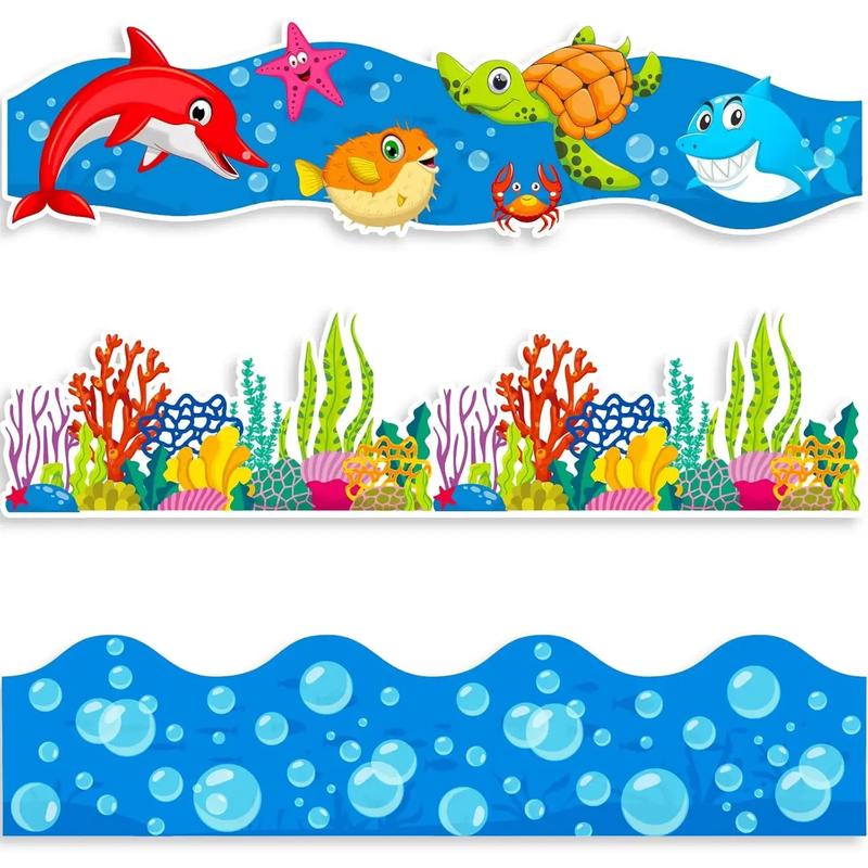71 ft Summer Ocean Bulletin Board Borders Under The Sea Classroom ...