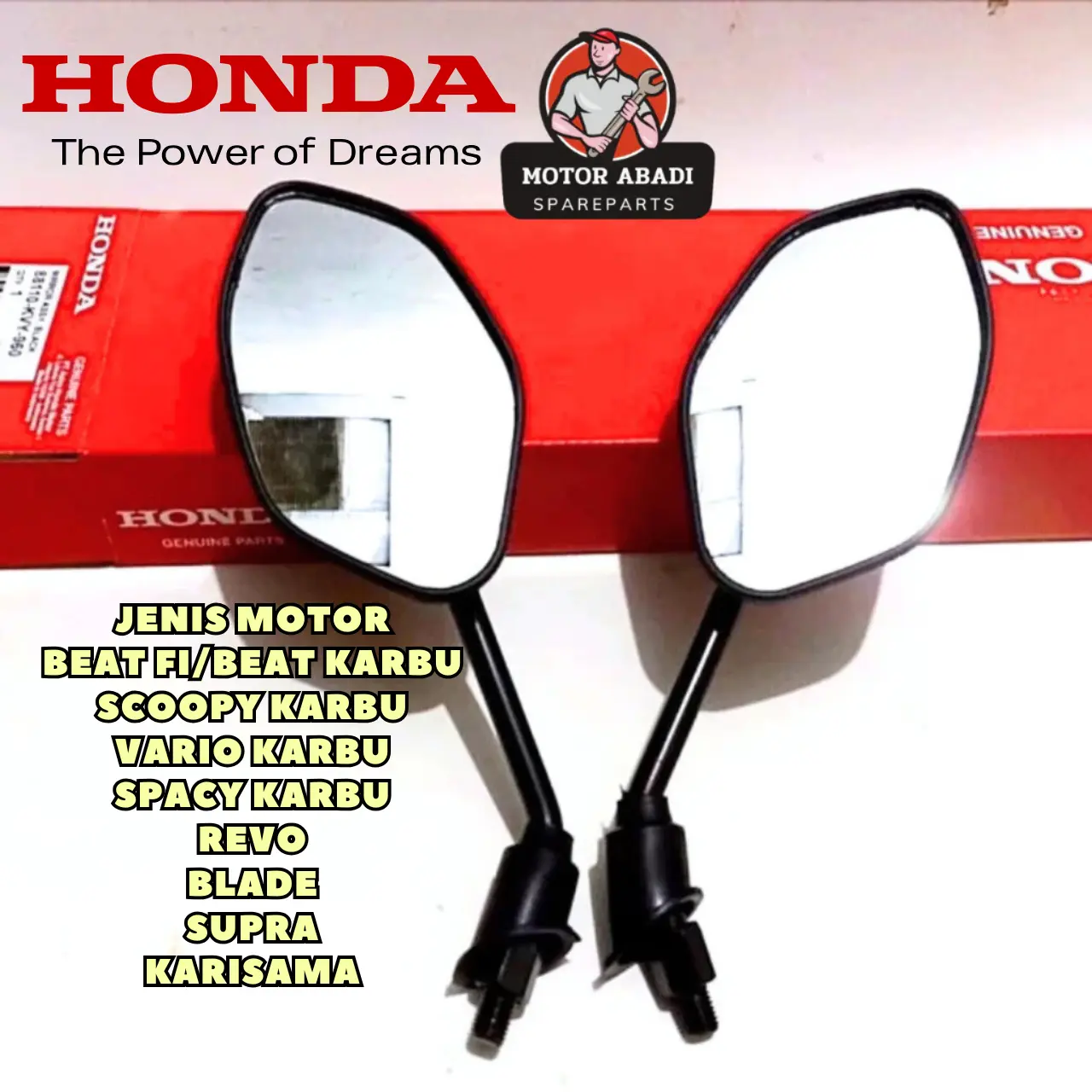 88120-KVY-700 ORIGINAL Kaca Spion KVY Honda Beat Fi Beat Karbu Vario ...