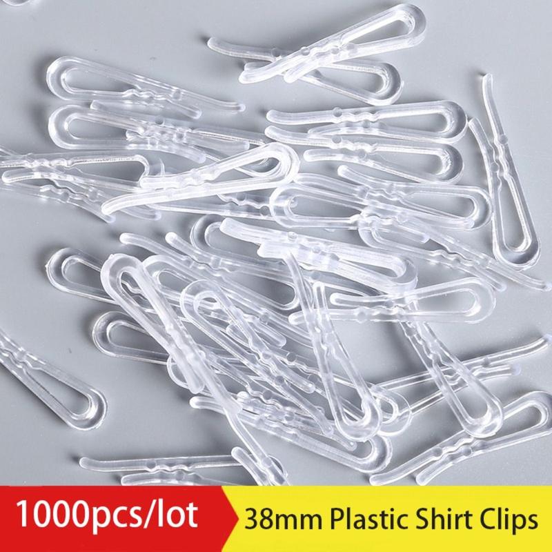 1000pcs Hot 38mm Plastic Shirt Clips Transparent White with Anti ...