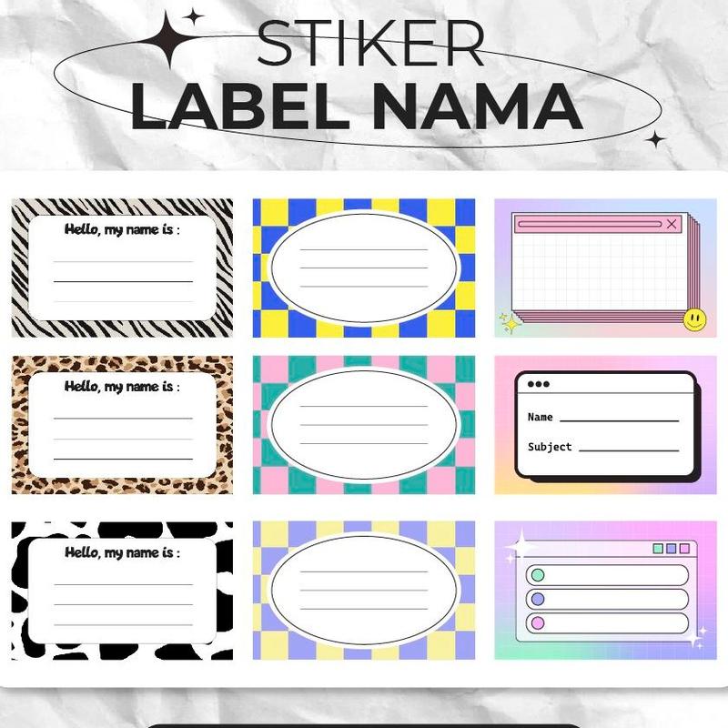 STIKER LABEL NAMA BUKU \ STIKER KOTAK NAMA AESTHETIC - Shop | Tokopedia