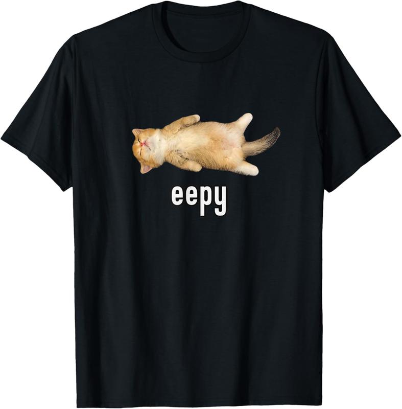 100% Cotton Eepy Cat, Silly Sleepy Cat Meme T-Shirt - TikTok Shop