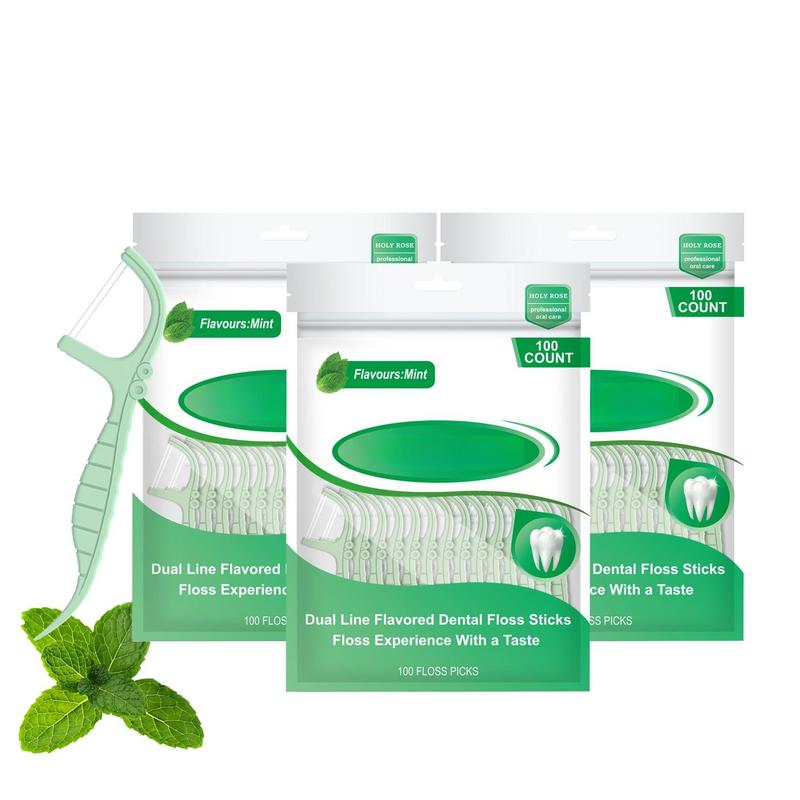 Mint Line Floss Picks - 300 Count Pack Dual-action Cleaning Teeth Tool ...