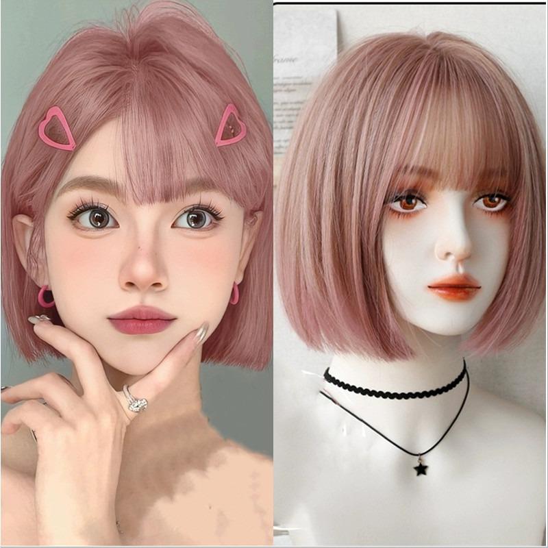 Rambut Palsu Lurus Pendek, Panjang 35cm, dengan Poni, Rambut - TikTok ...