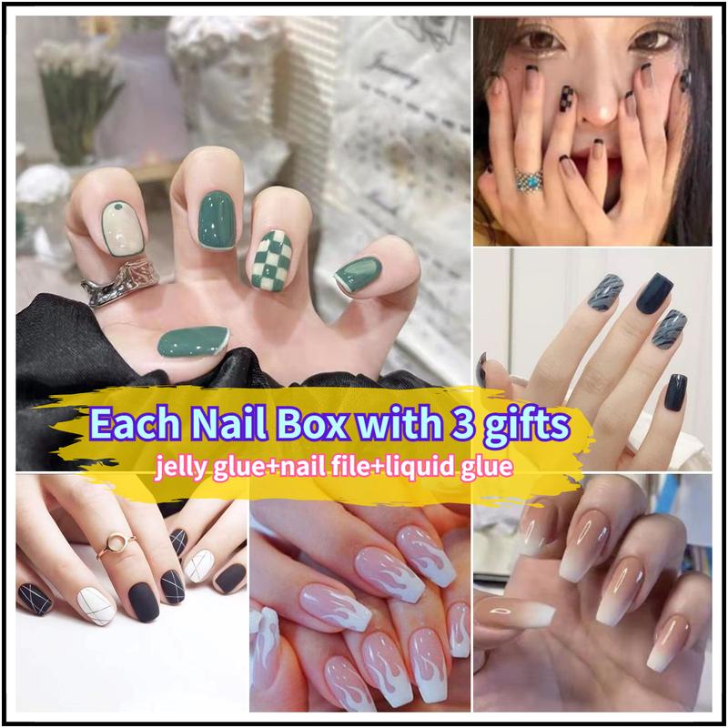 【Dysan Store】24Pcs/Box With Glue Press On Nail Art Patch Fak - TikTok ...