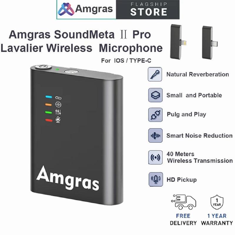Amgras ANC Microphone Mini Lavalier Noise Reduction HD Audio - TikTok ...