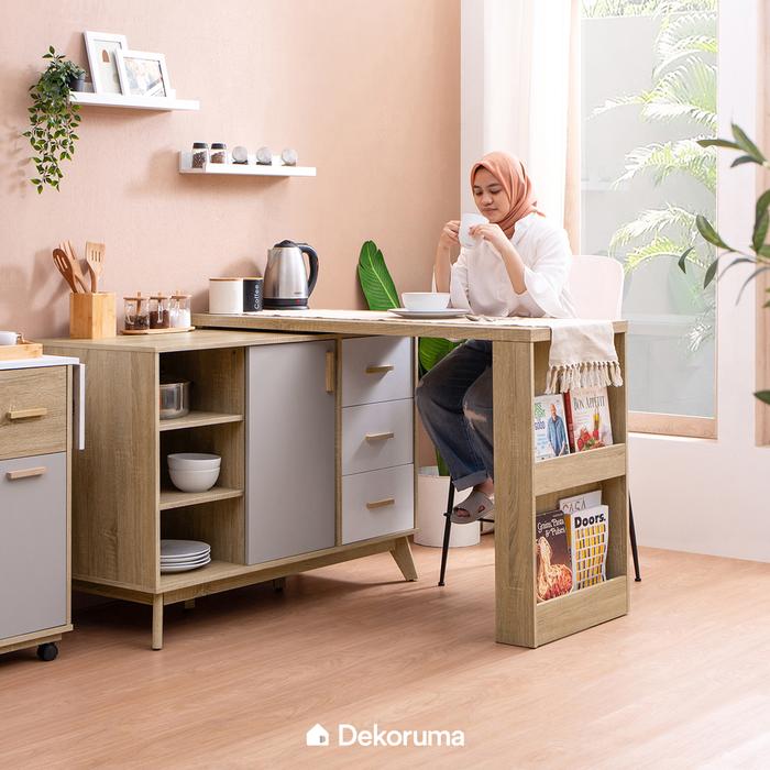 Promo Dekoruma Isy Lemari Dapur dengan Meja Makan | Swivel Kitchen ...