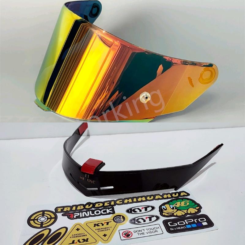 PAKET FLAT VISOR HELM KYT TT COURSE IRIDIUM SILVER + SPOILER TTC ...