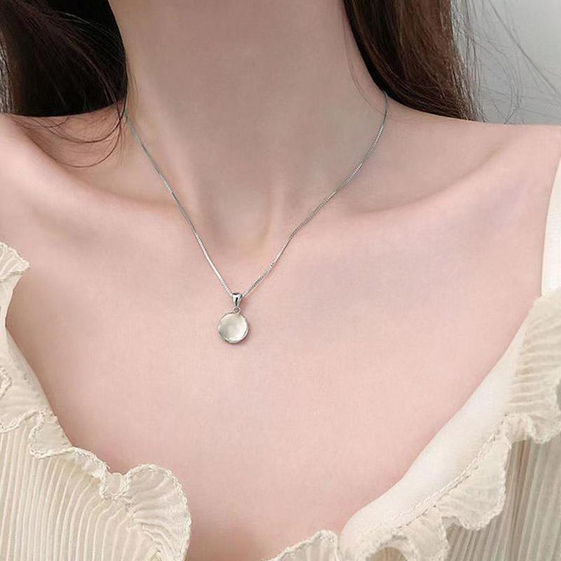 Kalung Jed Putih, Loket Bulat Mewah, Reka Bentuk Kreatif, Rantai ...