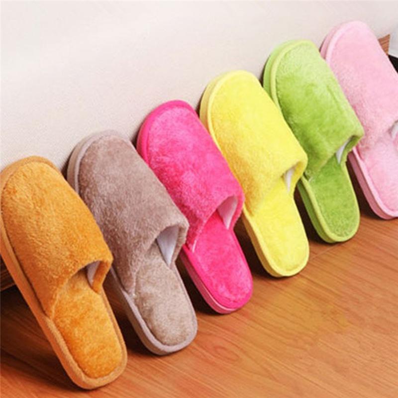 1pair Long Plush Suede Slippers Home Indoor Shoes Winter Slippers ...