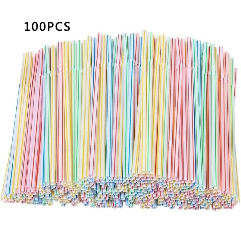 [Ready Stock]100 Pcs Portable Disposable Colored Elbow Straw - TikTok ...
