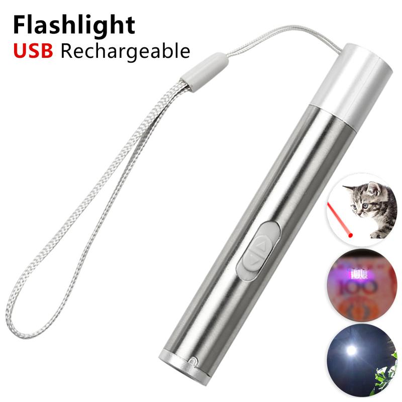 3in1 Multi-function USB Rechargeable LED Flashlight Powerful Mini LED ...