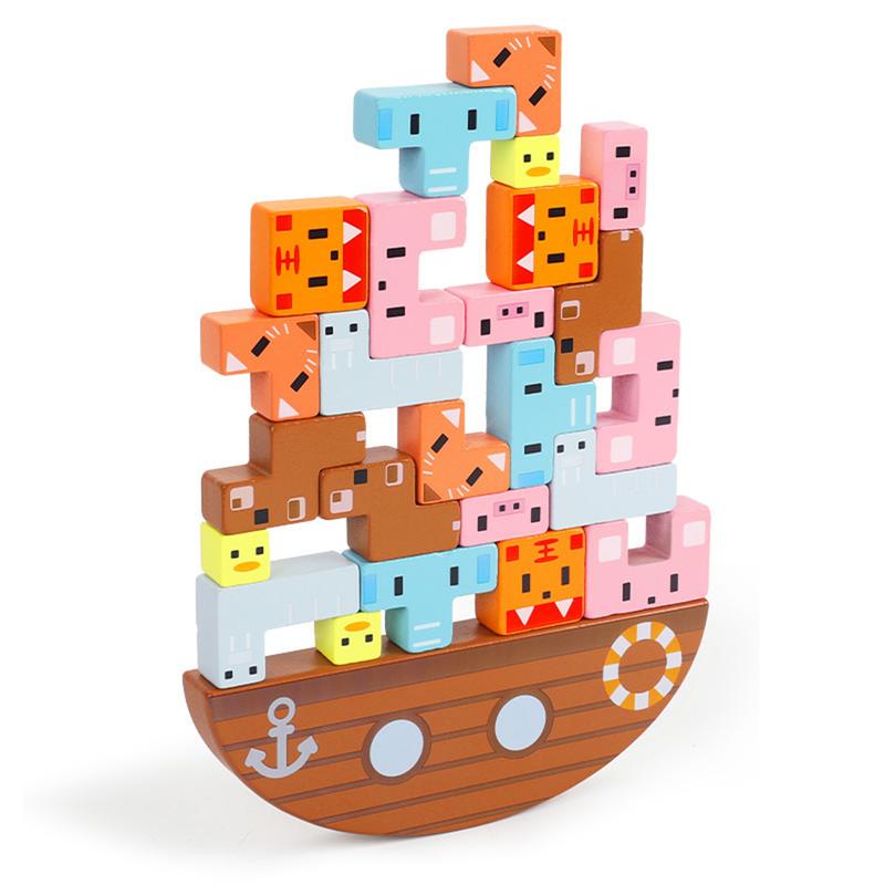 24pcs Tetra Tower Balance Game Wooden Balance Blocks Montessori ...