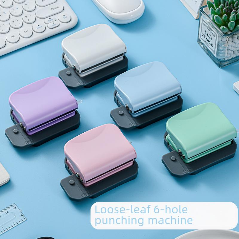 6-Hole Manual Loose-Leaf Punching Machine Adjustable round Hole Small ...