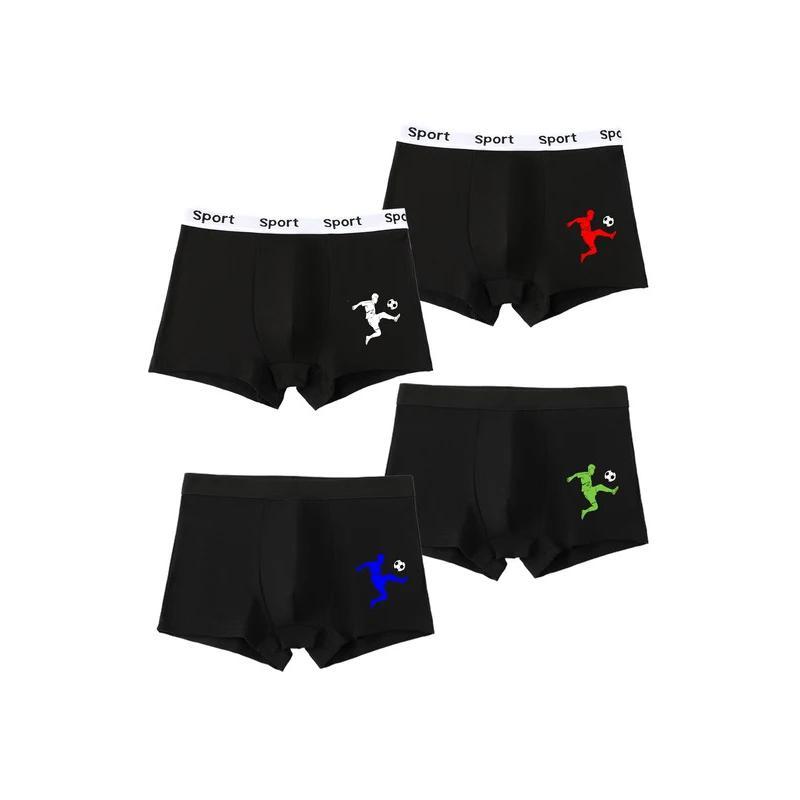 4pcs Boys Solid Color Boxers Letter Print Waist Simple Pattern - TikTok ...