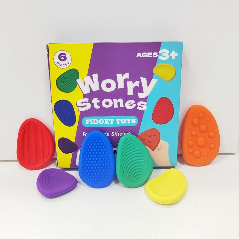 A Set Of 6 Soft-Textured Silicone Sensory Stress Relief Stones ...