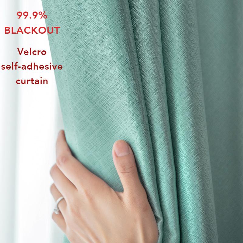 Modern Simple Velcro Self-Adhesive Blackout Curtain Living Room ...