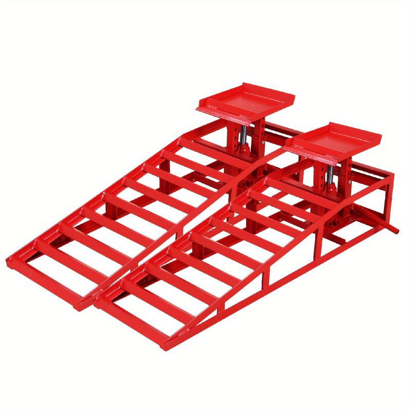 Heavy-Duty Red Hydraulic Car Ramp with Adjustable Height - Fit for All ...