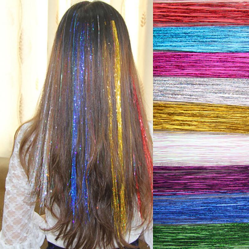 120 Strands Hair Tinsel Bling Silk Hair Flare Strands Glitte - TikTok ...