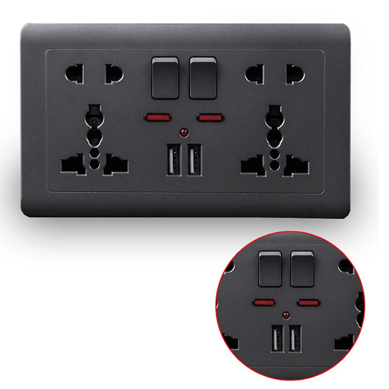 EU Standard Usb Socket Gray Embedded Panel Wall Power Socket - TikTok ...