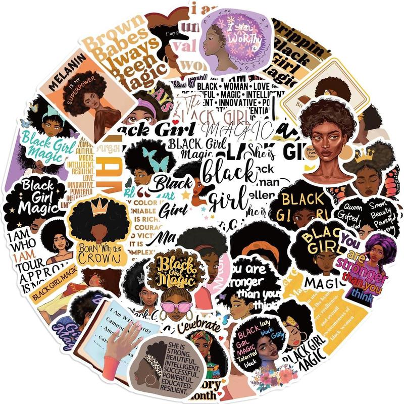 50 count Black Girls Stickers Magic Girl Decal Black Self Affirmation ...