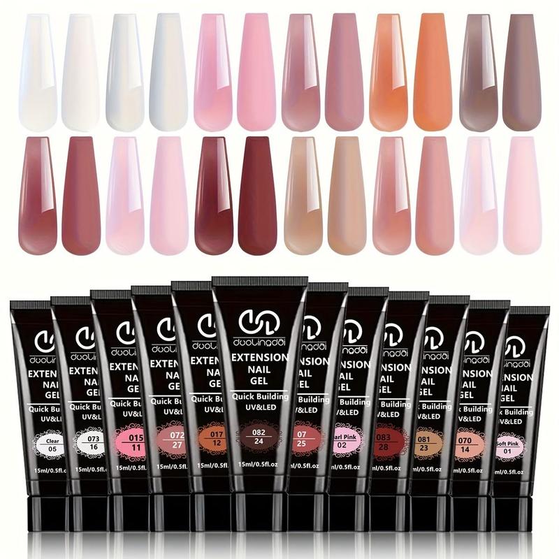Poly Extension Gel Nail Kit, 12 Colors Nail Extension Gel, Semi ...