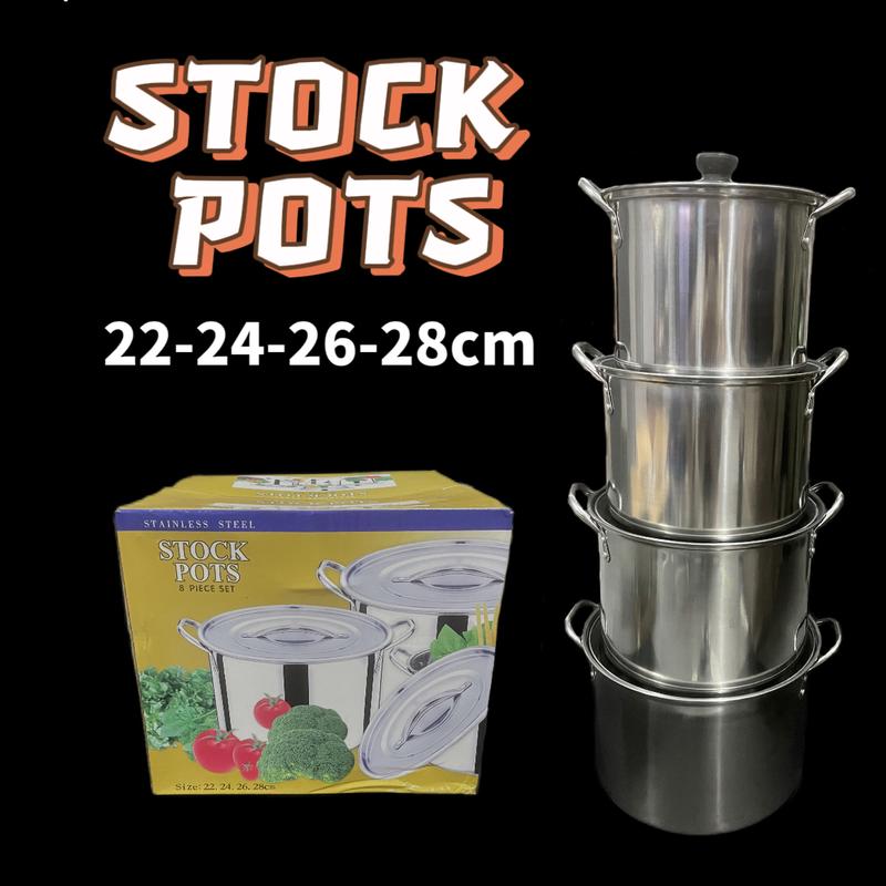 4pcs Stock Pot Stainless Steel Cooking Stock Pots Casserole Pan ...