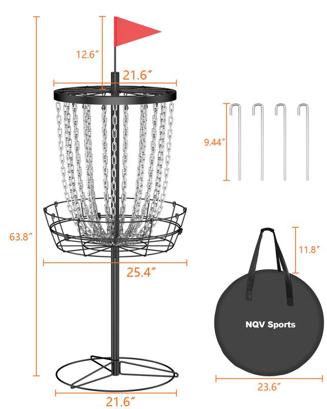 NQV Disc Golf Basket,24 Chain Portable Disc Golf Baskets with Bag,Disk ...