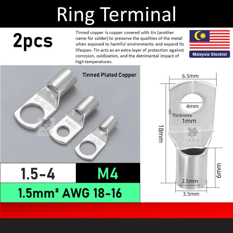 [1pcs 2pcs] Tinned Pure Copper Cable Lug Terminal - M4 M5 M6 - TikTok ...