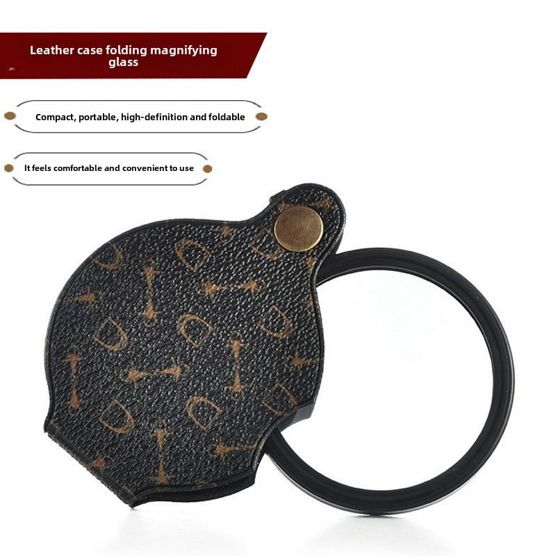 Leather Folding Magnifying Glass Key Chain Portable Elderly Reading ...