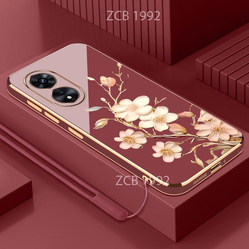 Casing OPPO A17 A18 A38 A97 5G phone case TPU gold orchid silicone ...