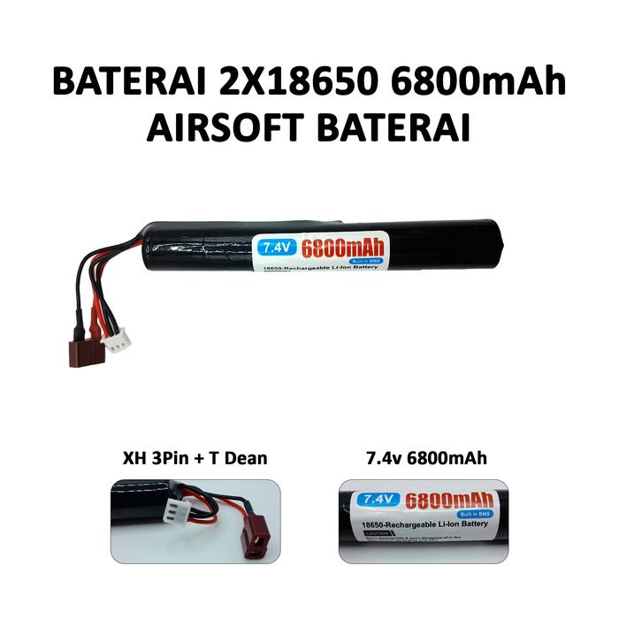 Jual Baterai batre li-ion liion li ion18650 2s 7.4v 6800mAh T Plug dean ...