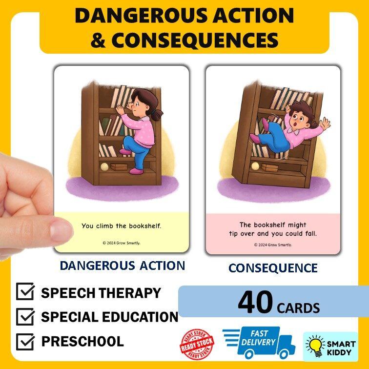 *NEW* Dangerous Action & Consequence Flash Card for kids Speech ...
