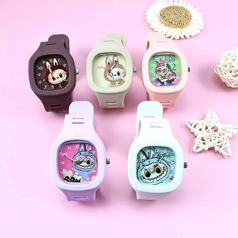 New Square Labubu Watch Silicone Quartz Student Labubu Explosion ...