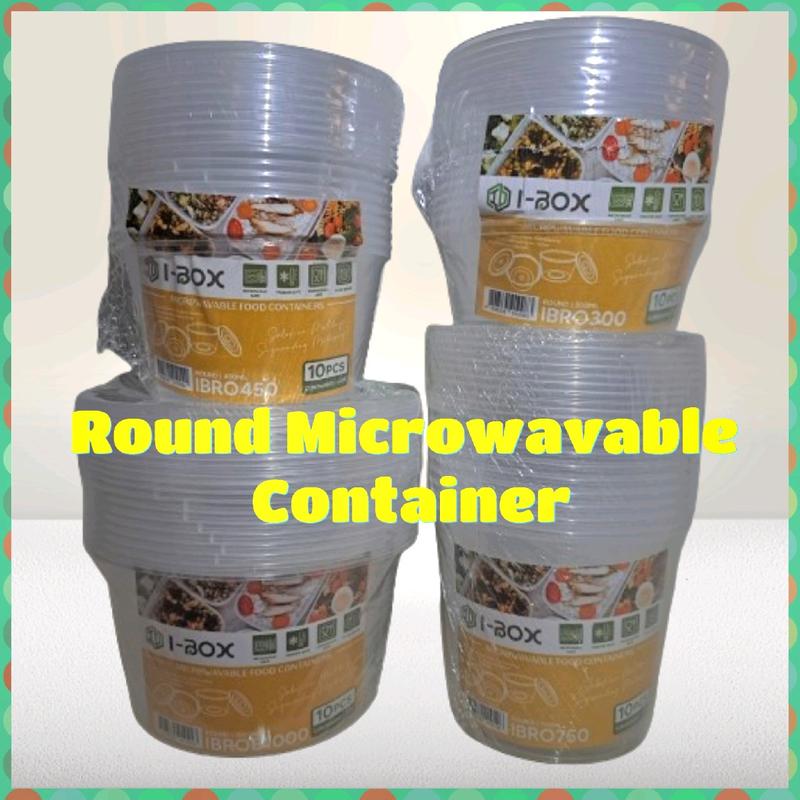 10pcs. Round Microwavabke Container Clear Plastic RO300/RO450/RO750 ...