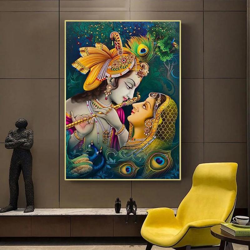 Lukisan Kanvas, Dewa India Vishnu Krishna Radha, Seni Dinding, - TikTok ...