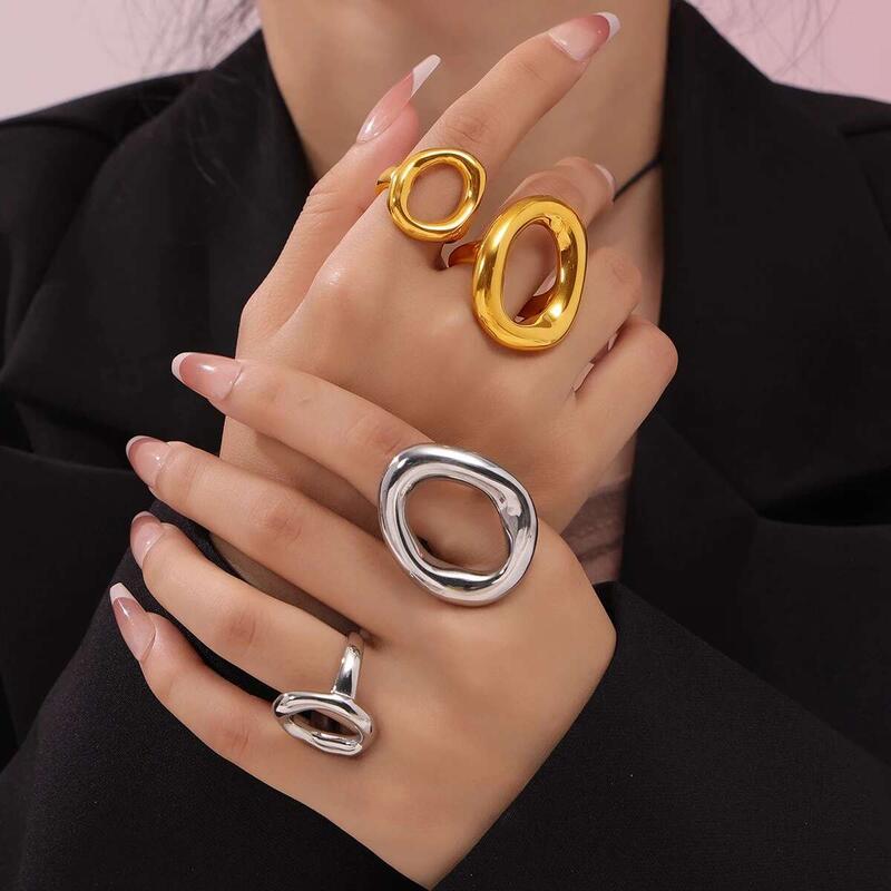 Popular Woman Index Rings Stainless Steel Gold Plated Women Girls ...