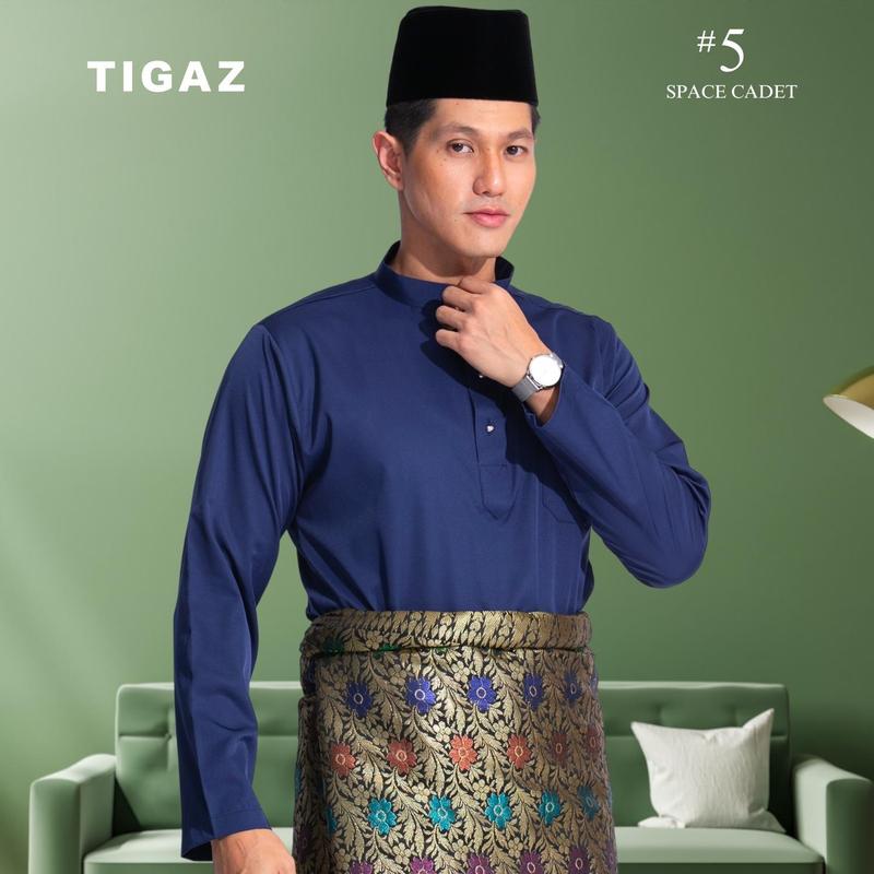 TIGAZ [BLUE] BAJU MELAYU DEWASA MODERN MEN SLIM-FIT - SIZE (S-3XL ...
