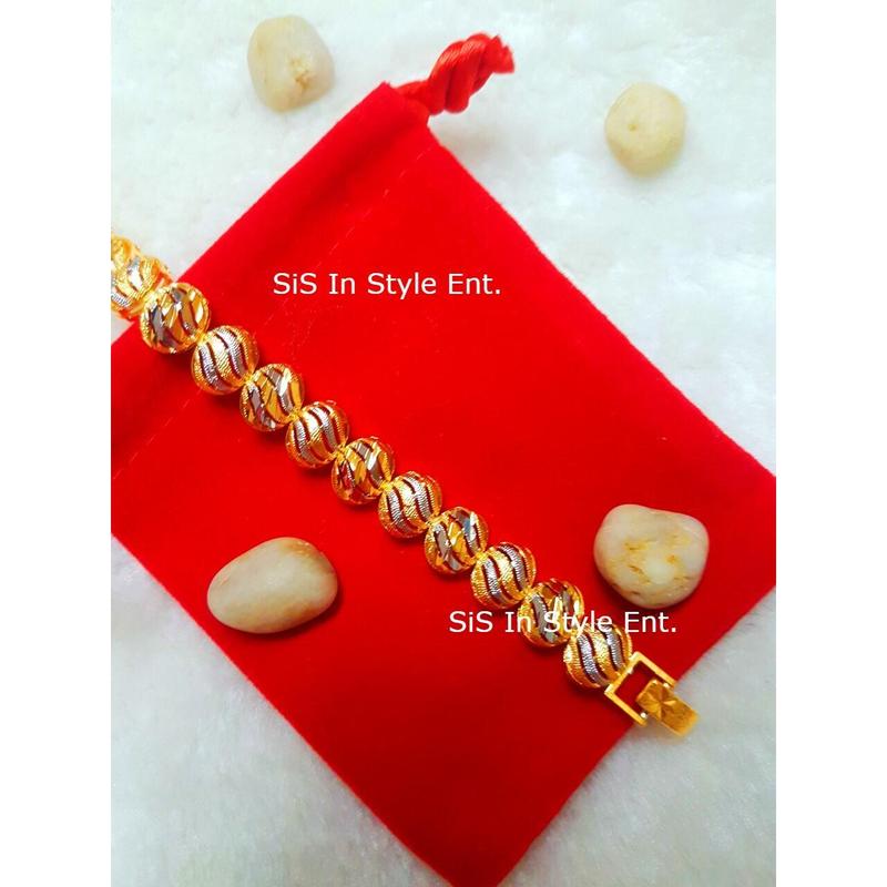 24K Gold Korean Chain Bracelet Wide 1.0cm Gold Mix Chrome Adult ...