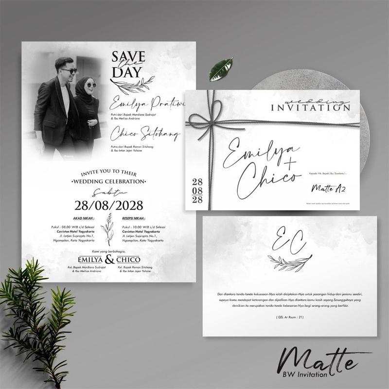 (50 pcs) UNDANGAN NIKAH AESTHETIC MATTE BW DOFF - UNDANGAN PERNIKAHAN ...