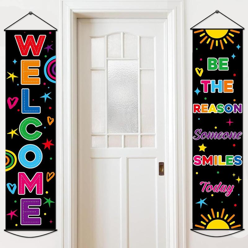 2 count Colorful Welcome Banner Door Decorations to School Banner ...