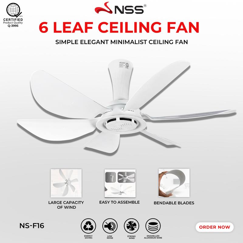 NSS Quiet Flow Minimalist Ceiling Fan 6 Blades, 6W. NS-F16 - TikTok ...