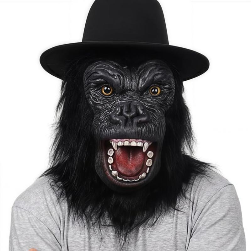 Realistic Gorilla Mask King Kong Chimpanzee Helmet Halloween Role Play ...